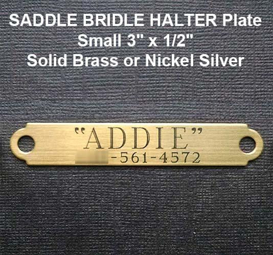 Engraved Solid Brass or Nickel Silver Saddle Brow Bridle Collar or ...