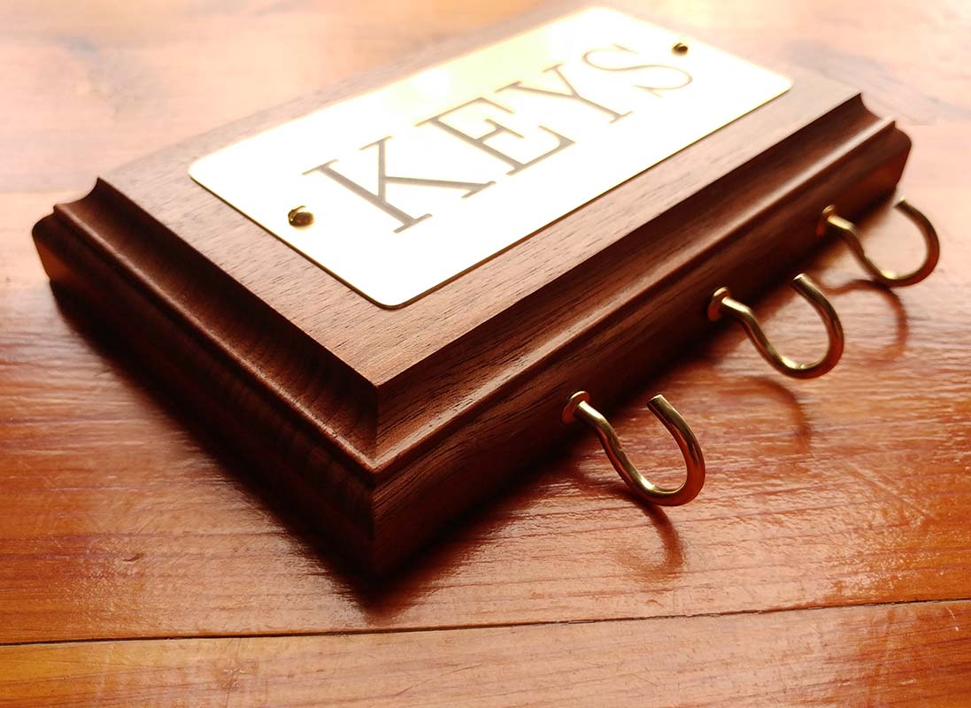 Engraved Brass Name Plate on Solid Walnut Wood Plaques