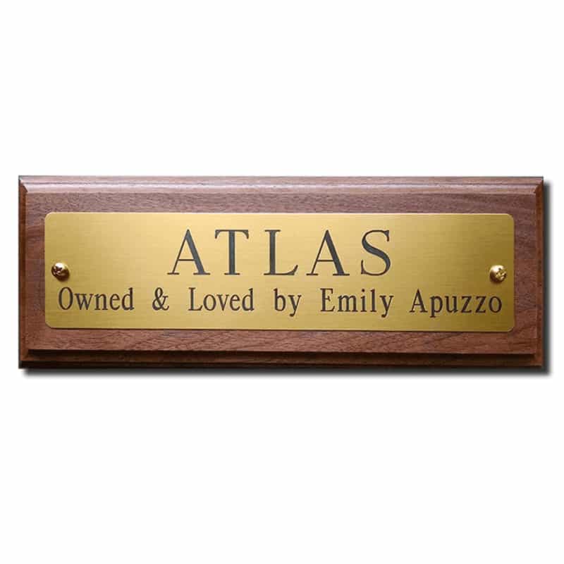 Engraved Brass Name Plate on Solid Walnut Wood Plaques