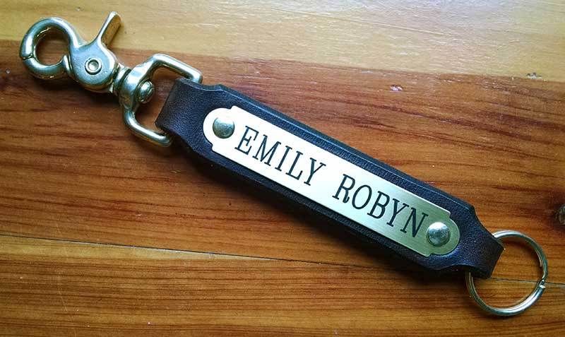 Leather Key Fob with Brass Name Plate & Trigger Snap starting at | name ...
