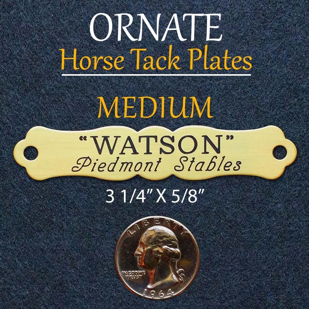 Medium HALTER or Large SADDLE Plate ORNATE Thick Fancy Solid Brass or ...