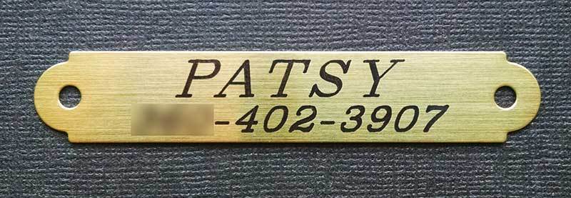 Engraved DOG COLLAR NAME PLATE LARGE 4 1/2" x 3/4" starting at