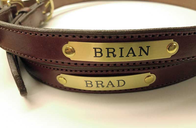 Equestrian Leather Belt 1" With Custom Engraved Solid Brass Name Plate