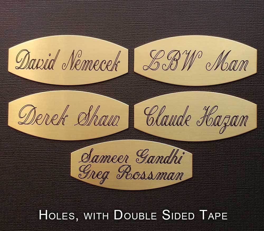 Squared Oval Tack Trunk Plate Custom Engraved 3" x 1 1/4" Solid Brass